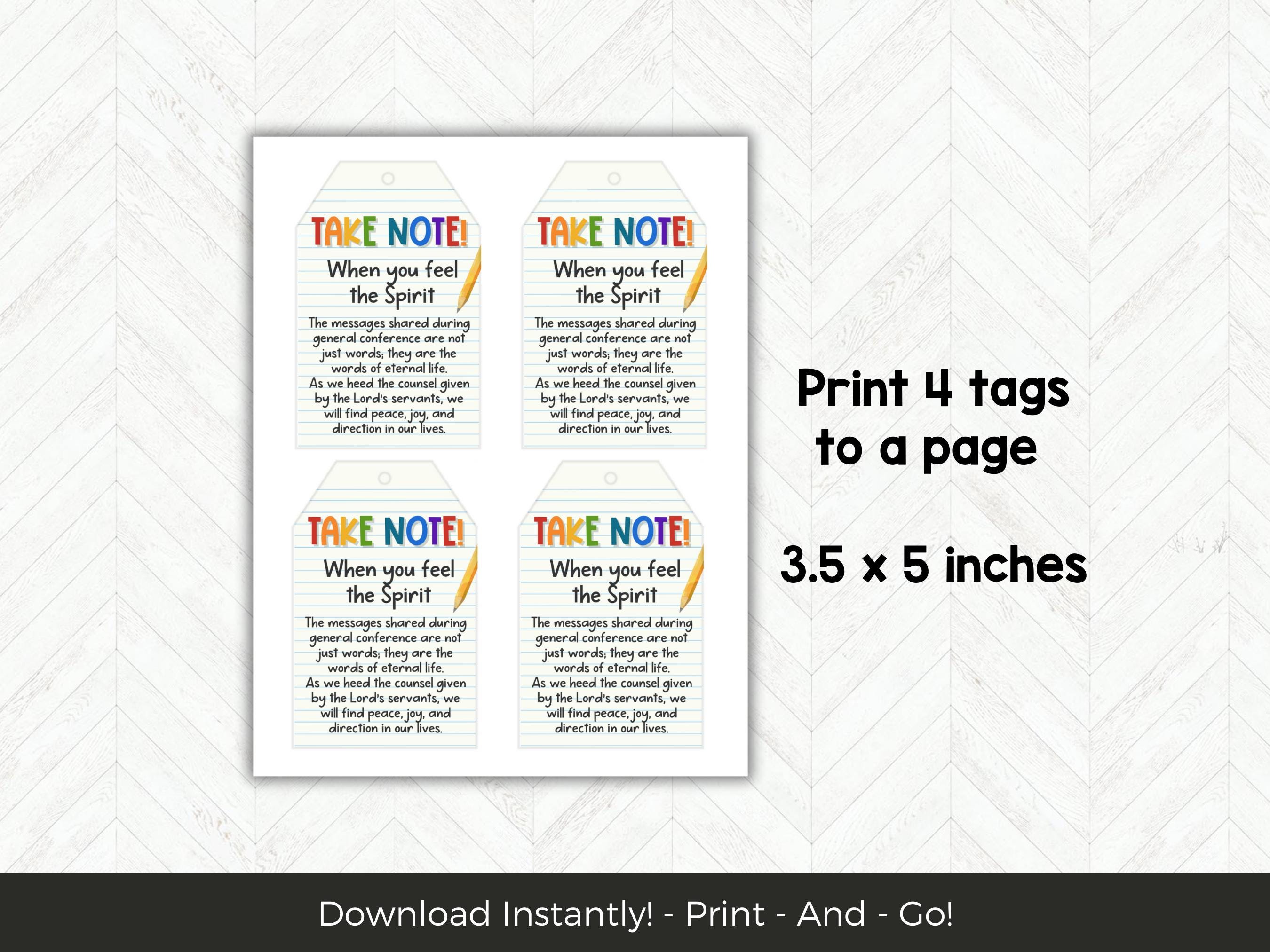 LDS General Conference Treat Tag, Primary General Conference Tag ...