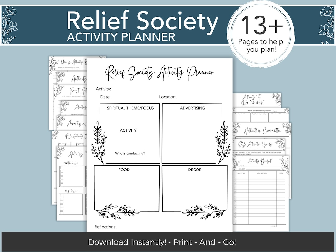 RELIEF SOCIETY Activity Planning Sheets, Activity Planner Instant ...