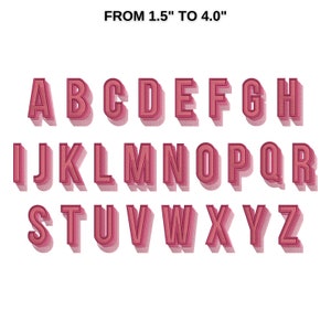 Shadow Font Machine Embroidery Design, Block Shadow Font, Uppercase ...