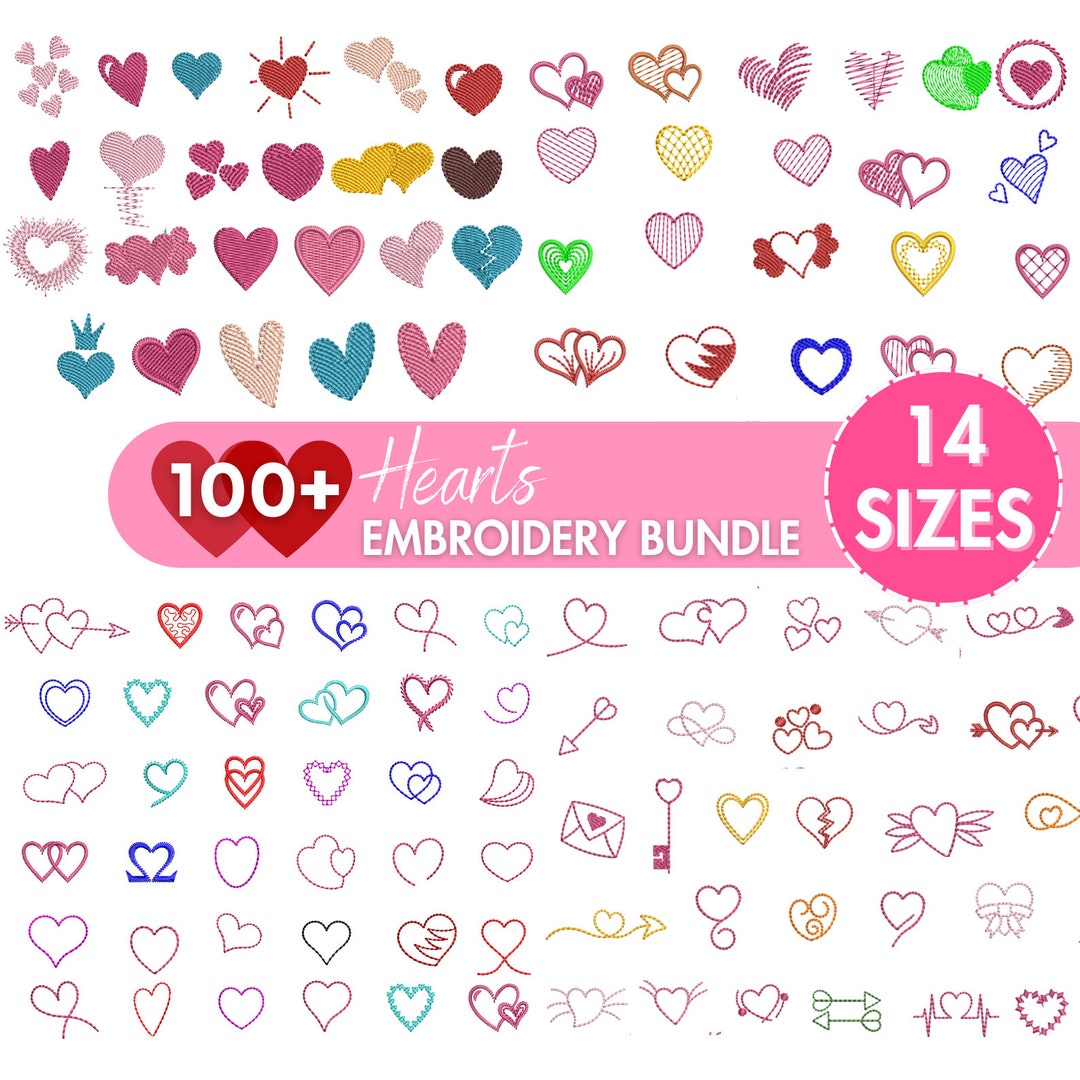 Hearts Embroidery Design, Mini Hearts, Small Hearts Machine Embroidery ...