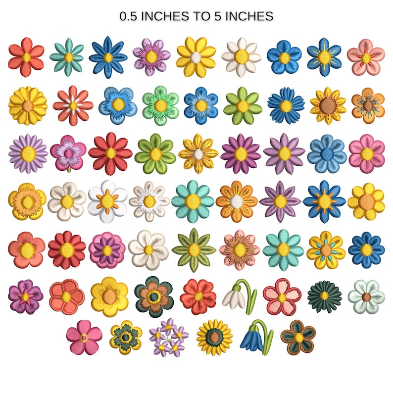 Mini Floral Machine Embroidery Design Bundle, Flower Designs, Satin ...