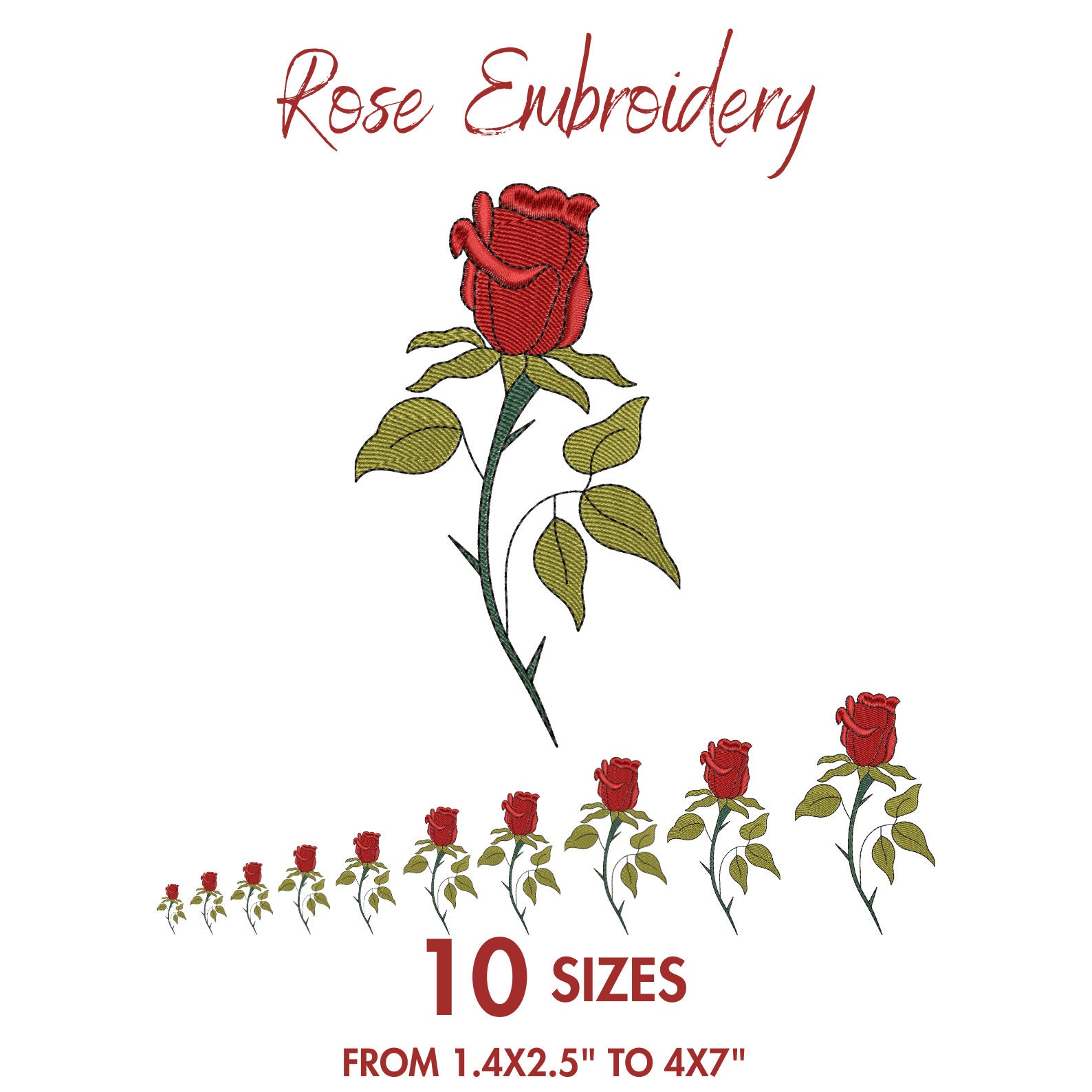 Rose Embroidery Design, Mini Rose Flower, Small Machine Embroidery ...
