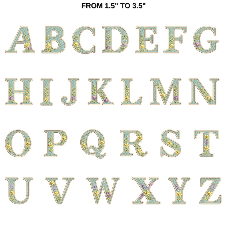 Floral Font Machine Embroidery Designs, A-Z Full Flower Alphabet ...