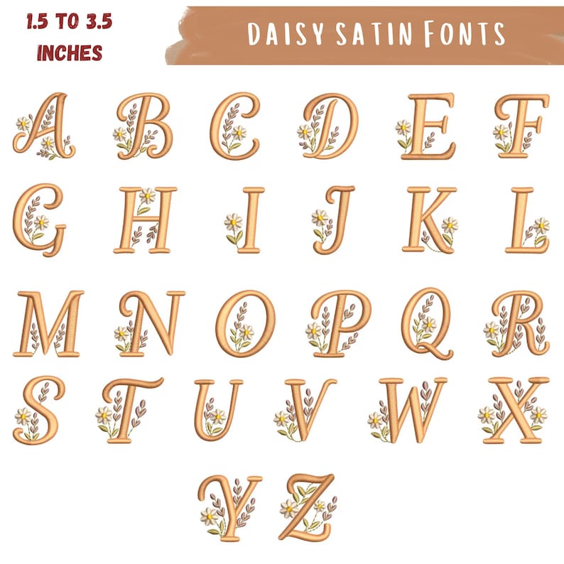 Floral Font Embroidery, A-Z Full Flower Alphabet Machine Embroidery ...
