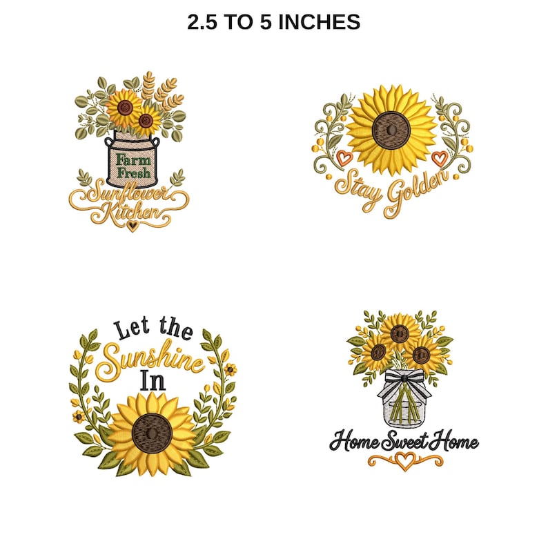 Sunflower Kitchen Towel Embroidery Designs Bundle, 16 Farmhouse Quote ...