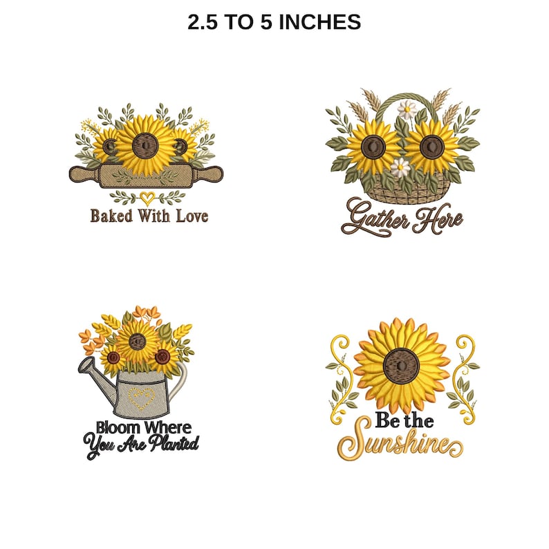 Sunflower Kitchen Towel Embroidery Designs Bundle, 16 Farmhouse Quote ...