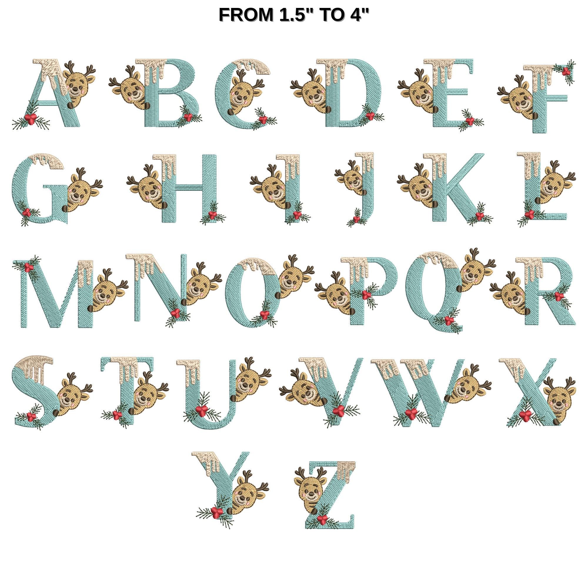 Reindeer Font Embroidery, A-Z Full Christmas Reindeer Alphabet Machine ...