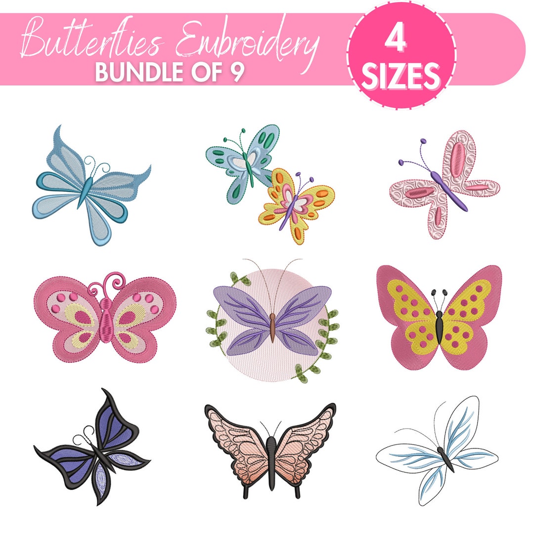 Butterfly Machine Embroidery Design - Bright Butterfly Embroidery Files ...
