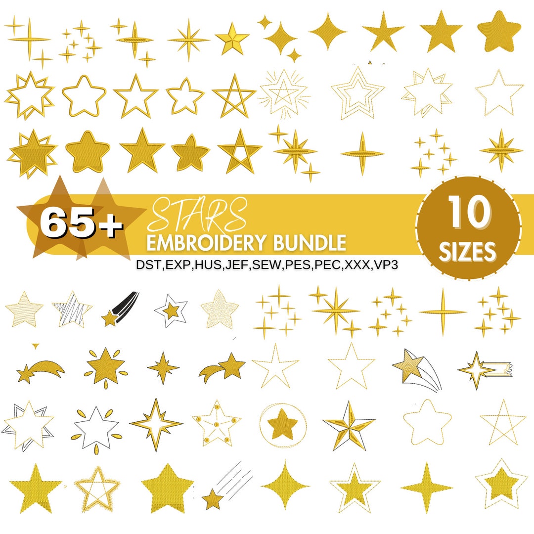 Mini Star Embroidery Designs, Small Star Embroidery File, Tiny Stars ...