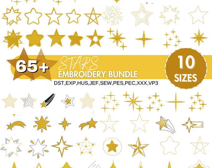 Mini Star Embroidery Designs, Small Star Embroidery File, Tiny Stars ...