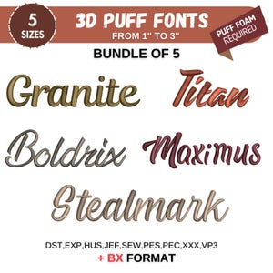 3D Puff Font Machine Embroidery Designs Bundle, Full Alphabet Designs ...