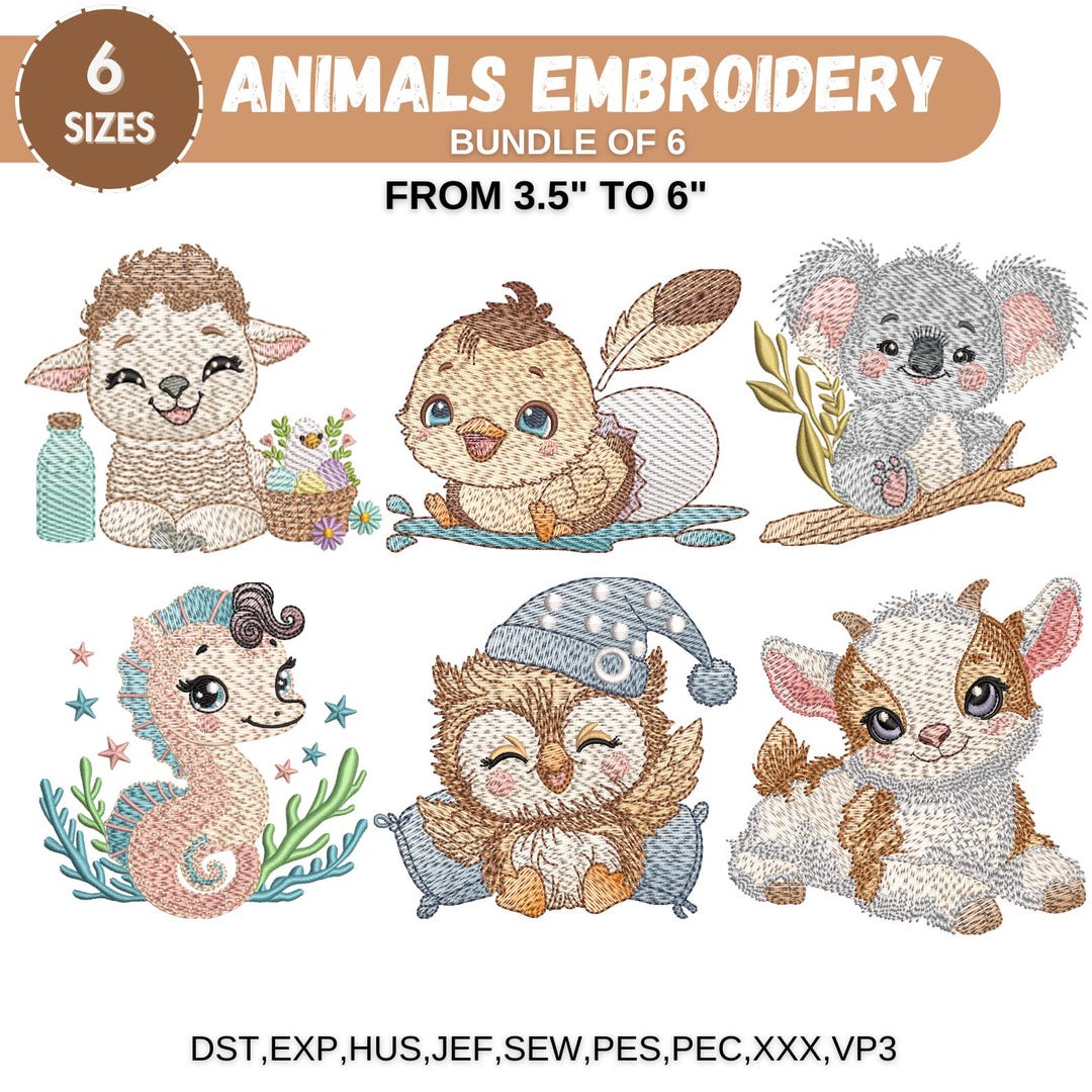 Safari Animals Embroidery Designs, Zoo Animal Machine Embroidery, Baby ...