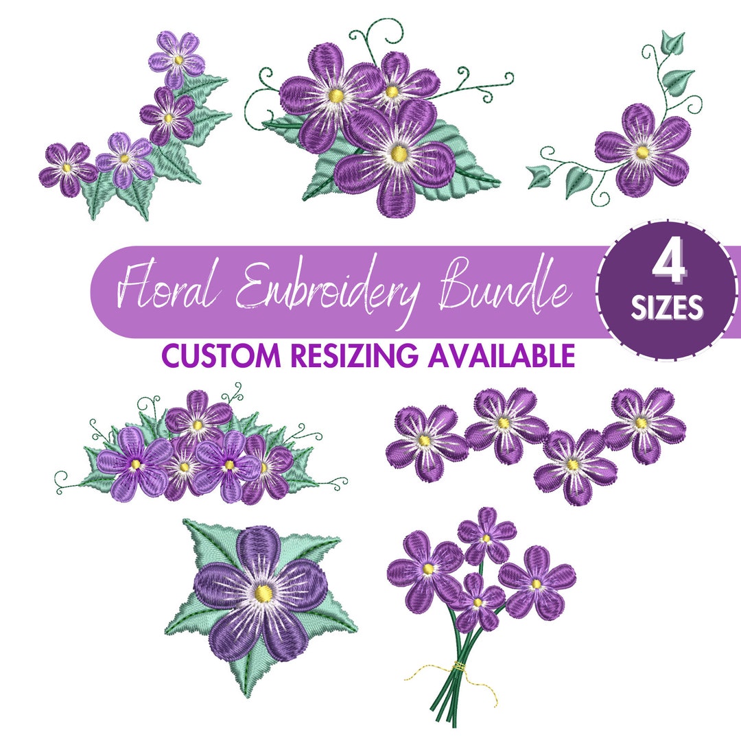 Purple Flower Machine Embroidery Designs, Autumn Embroidery File, Boho ...