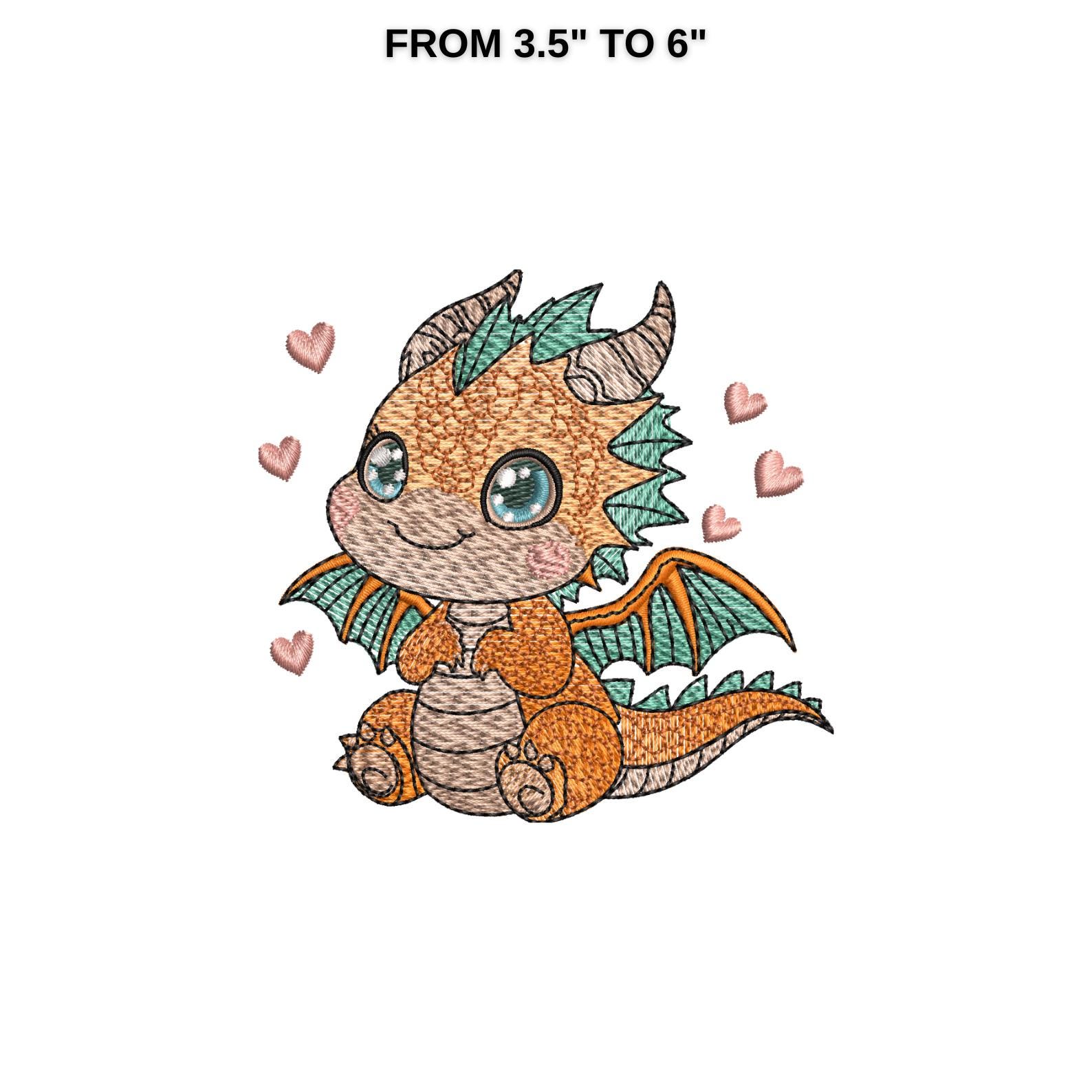 Cute Baby Dragon Machine Embroidery Design, Animals Embroidery Design ...