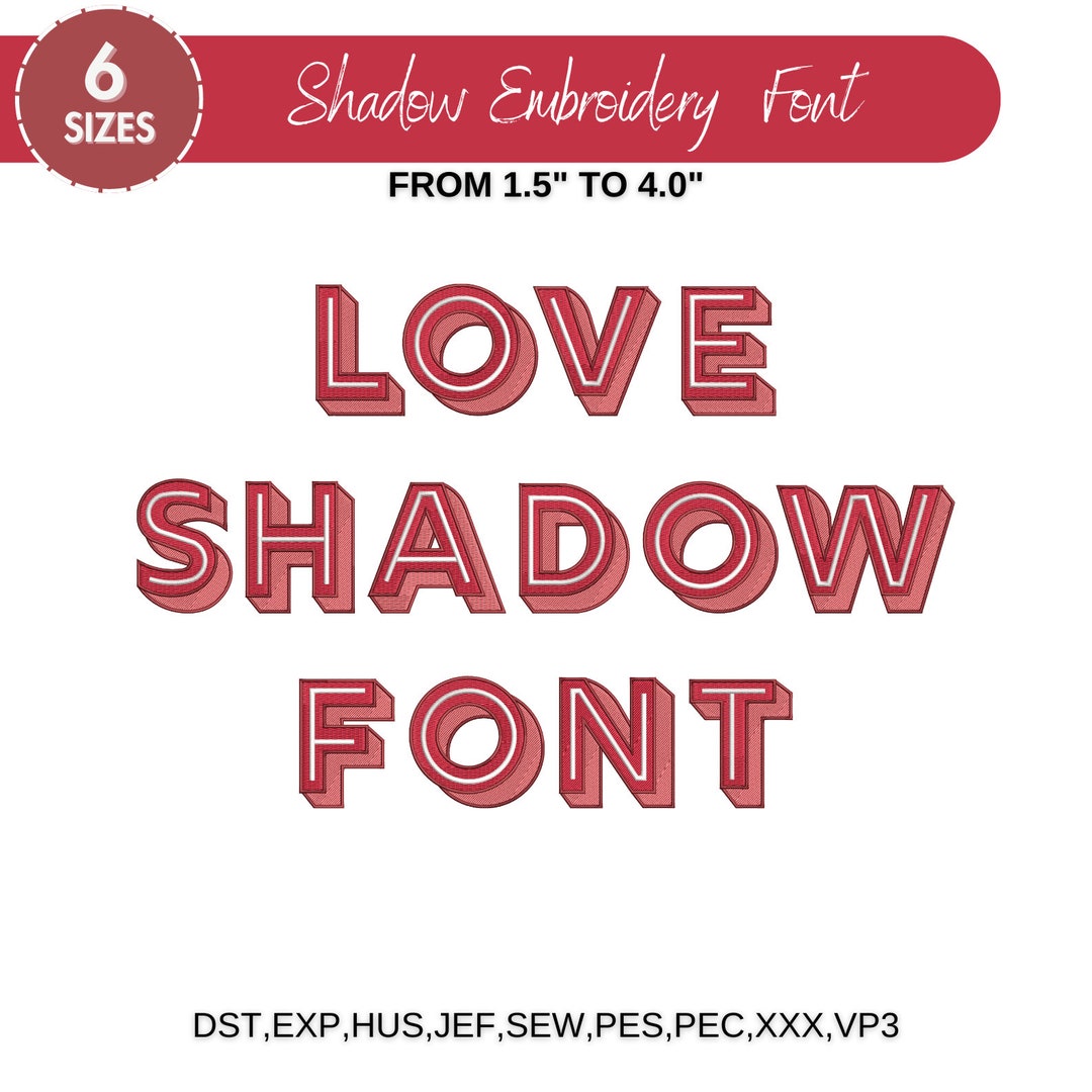 Shadow Font Machine Embroidery Design, Block Shadow Font, Uppercase ...