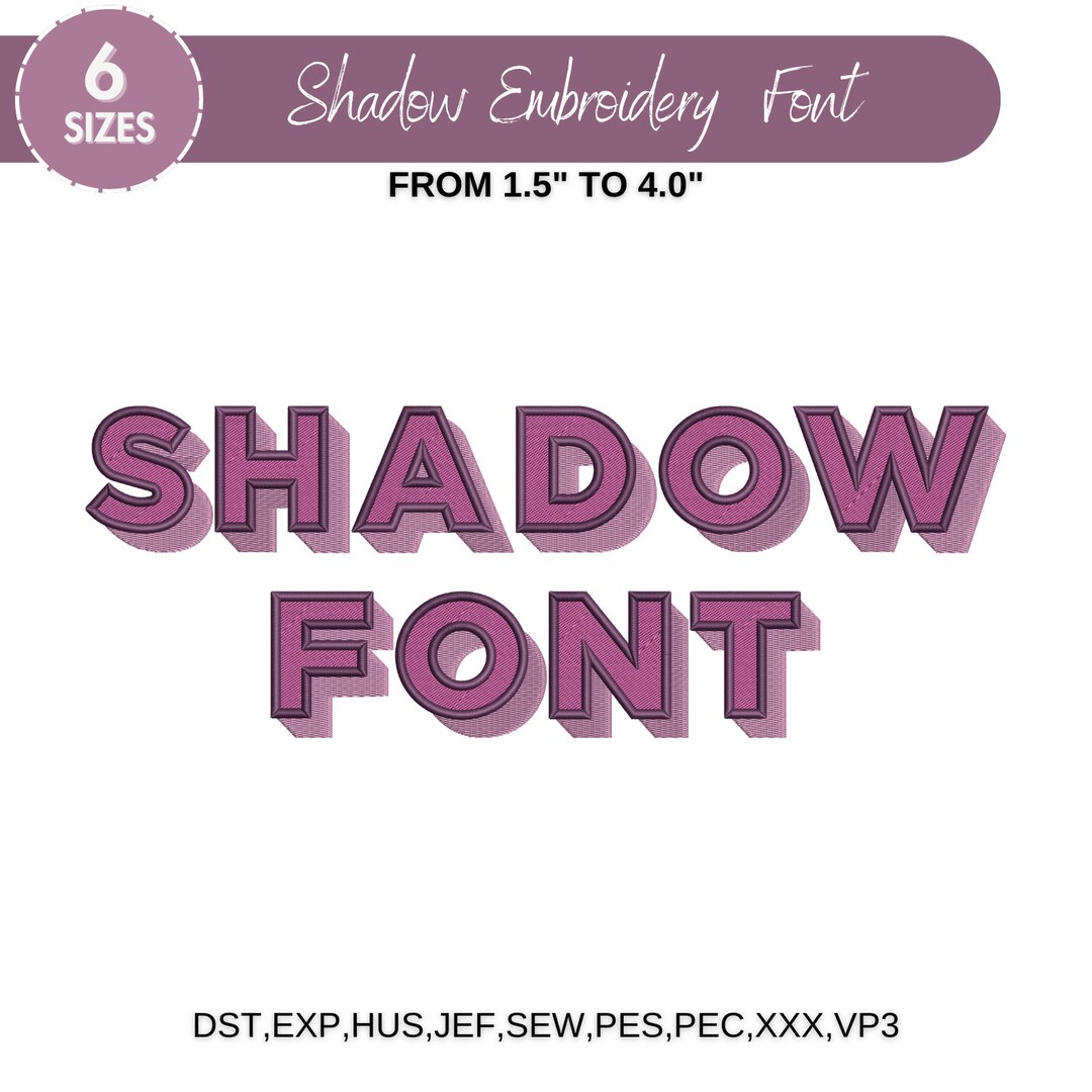 Shadow Font Machine Embroidery Design, Block Shadow Font, Uppercase ...