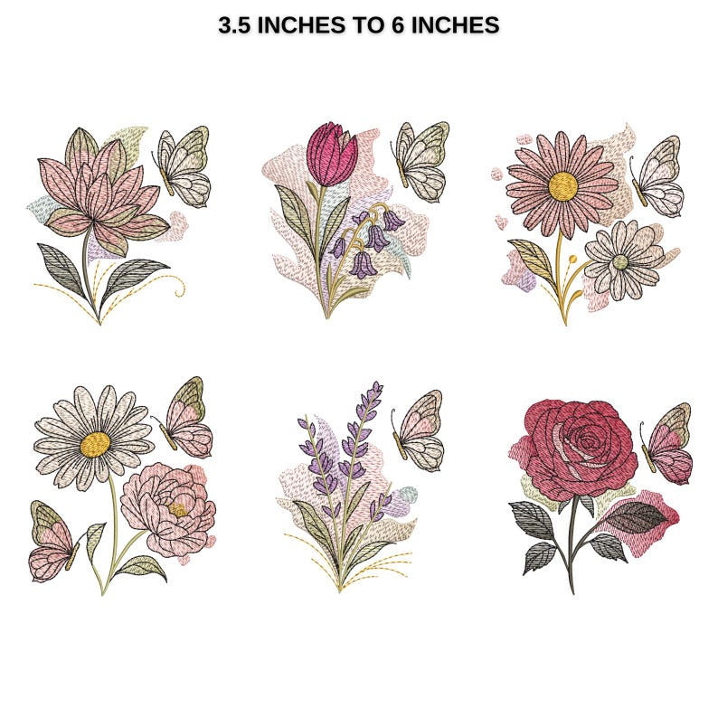 Floral Machine Embroidery Design Bundle, Water Art Flower Designs ...