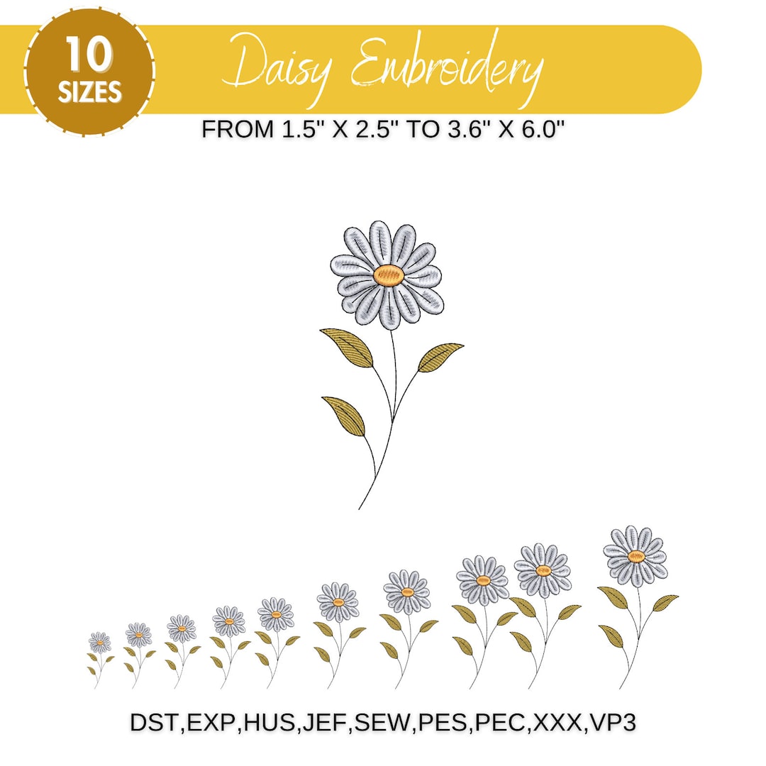 Mini Daisy Embroidery Design, Small Daisy Machine Embroidery Design ...