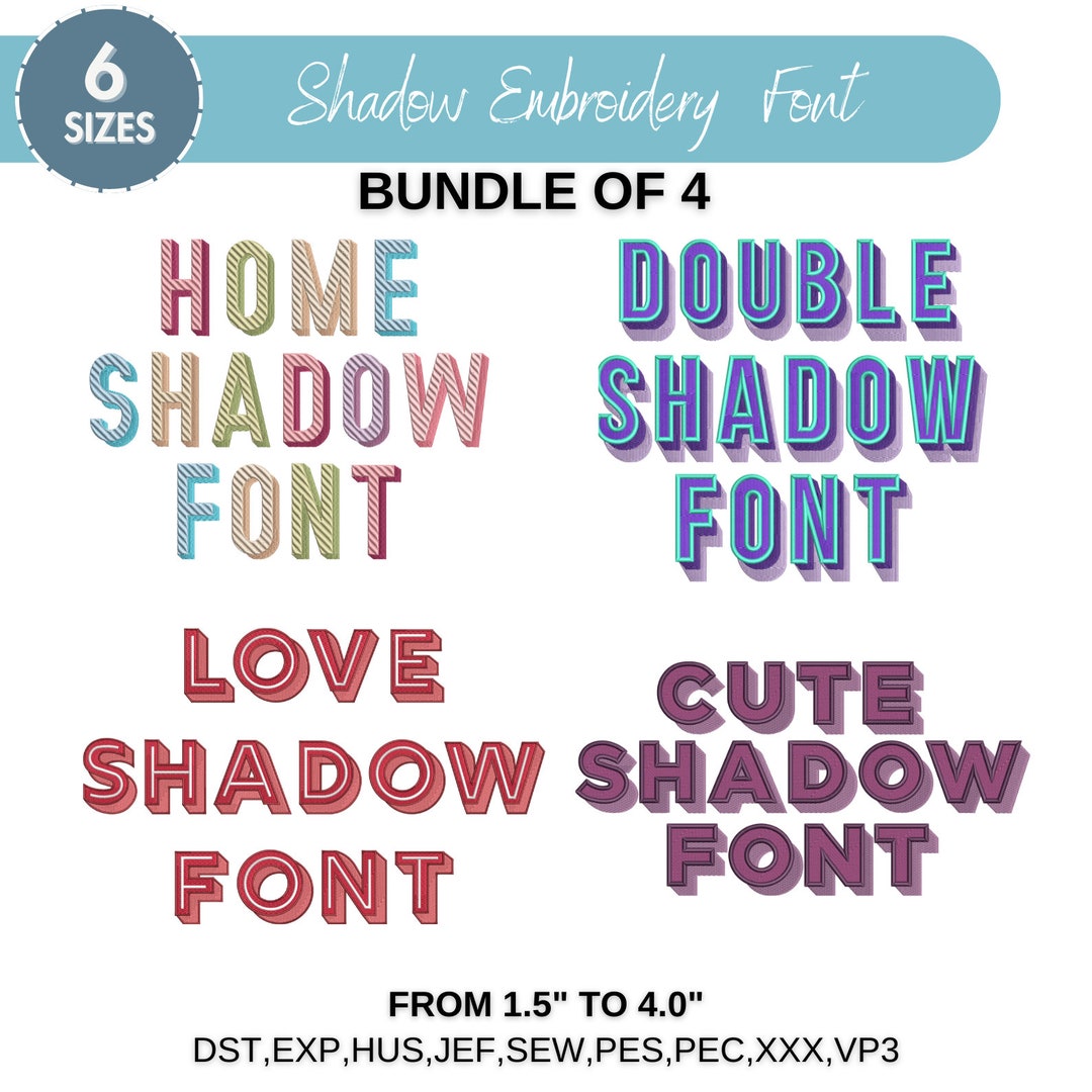 Shadow Font Machine Embroidery Design, Block Shadow Font, Uppercase ...