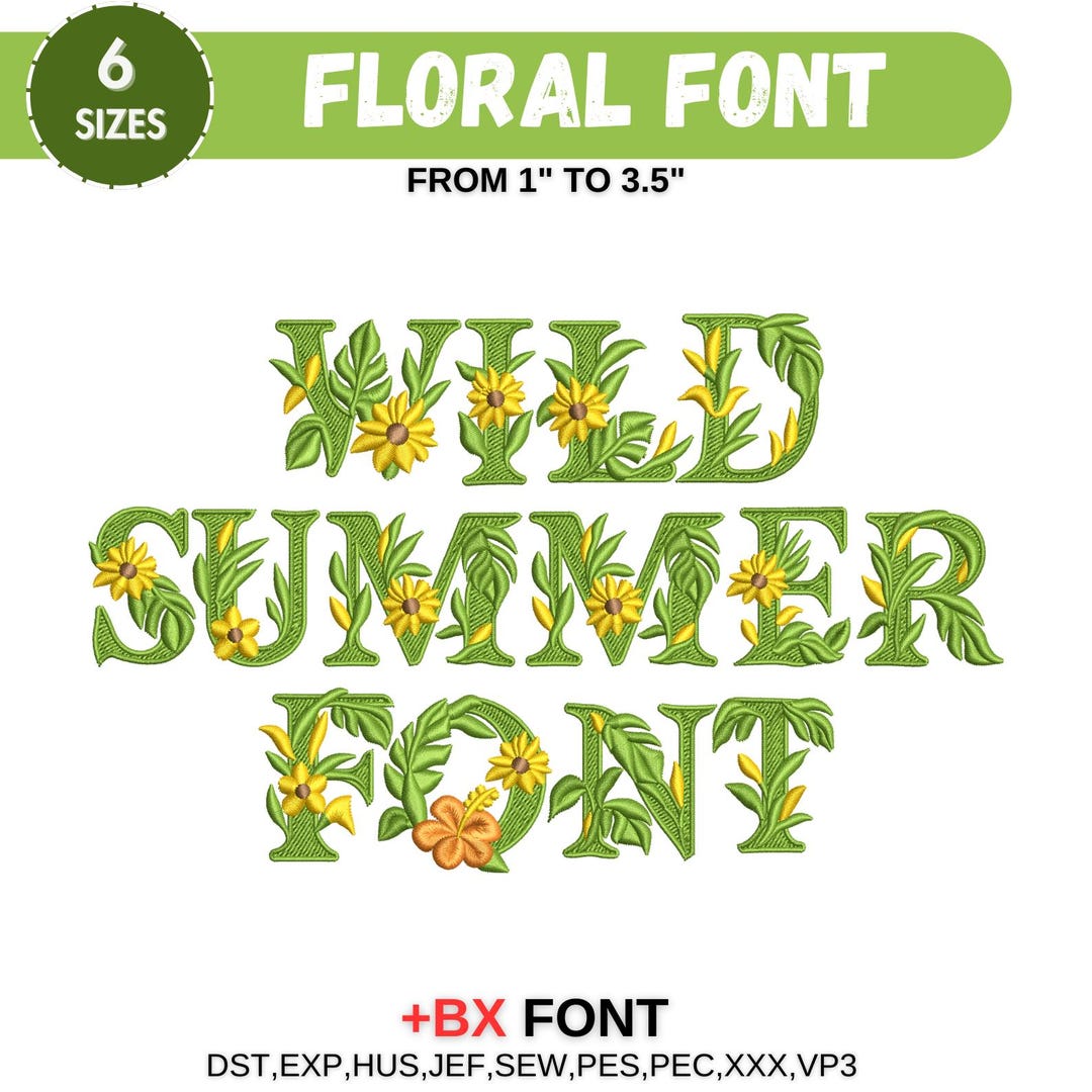 Floral Font Embroidery, A-Z Full Flower Alphabet Machine Embroidery ...