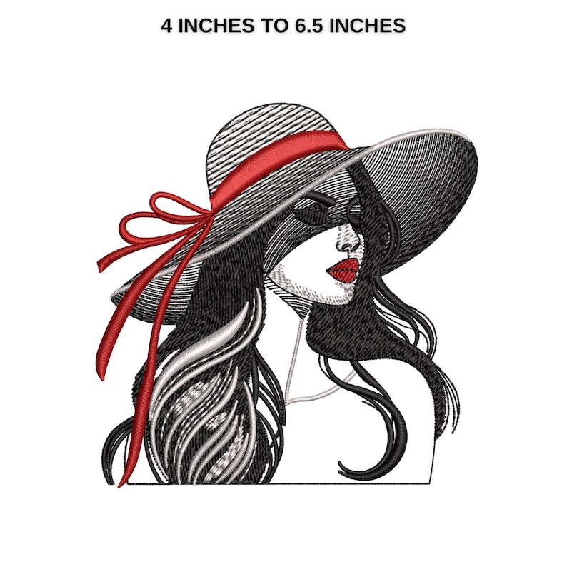 Lady Machine Embroidery Designs, Elegant Woman With Rose Embroidery ...