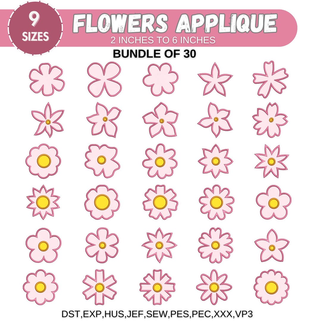 Flowers Applique Machine Embroidery Design, Flowers for Summer and ...