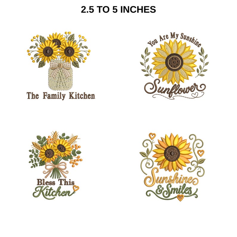 Sunflower Kitchen Towel Embroidery Designs Bundle, 16 Farmhouse Quote ...