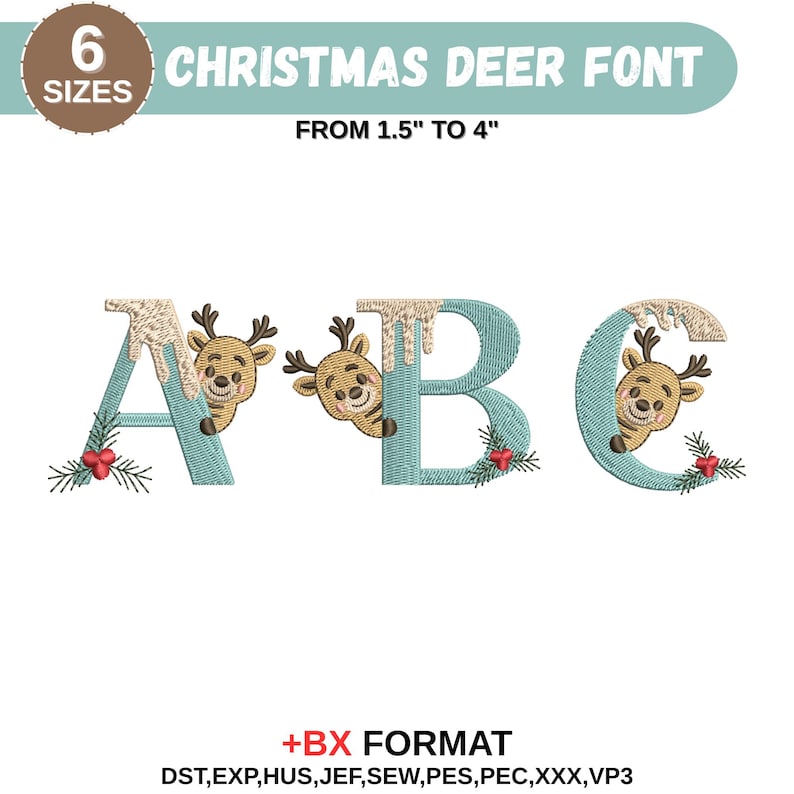 Reindeer Font Embroidery, A-Z Full Christmas Reindeer Alphabet Machine ...