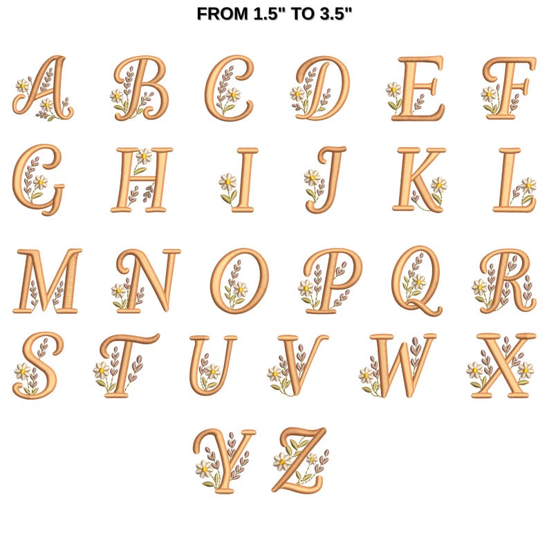 Floral Font Machine Embroidery Designs, A-Z Full Flower Alphabet ...