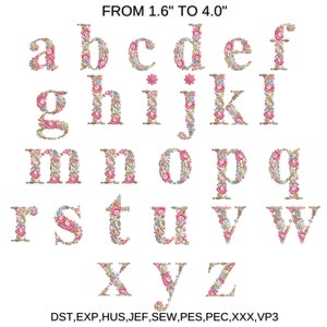 Floral Font Machine Embroidery, A-Z Full Flower Alphabet Embroidery ...