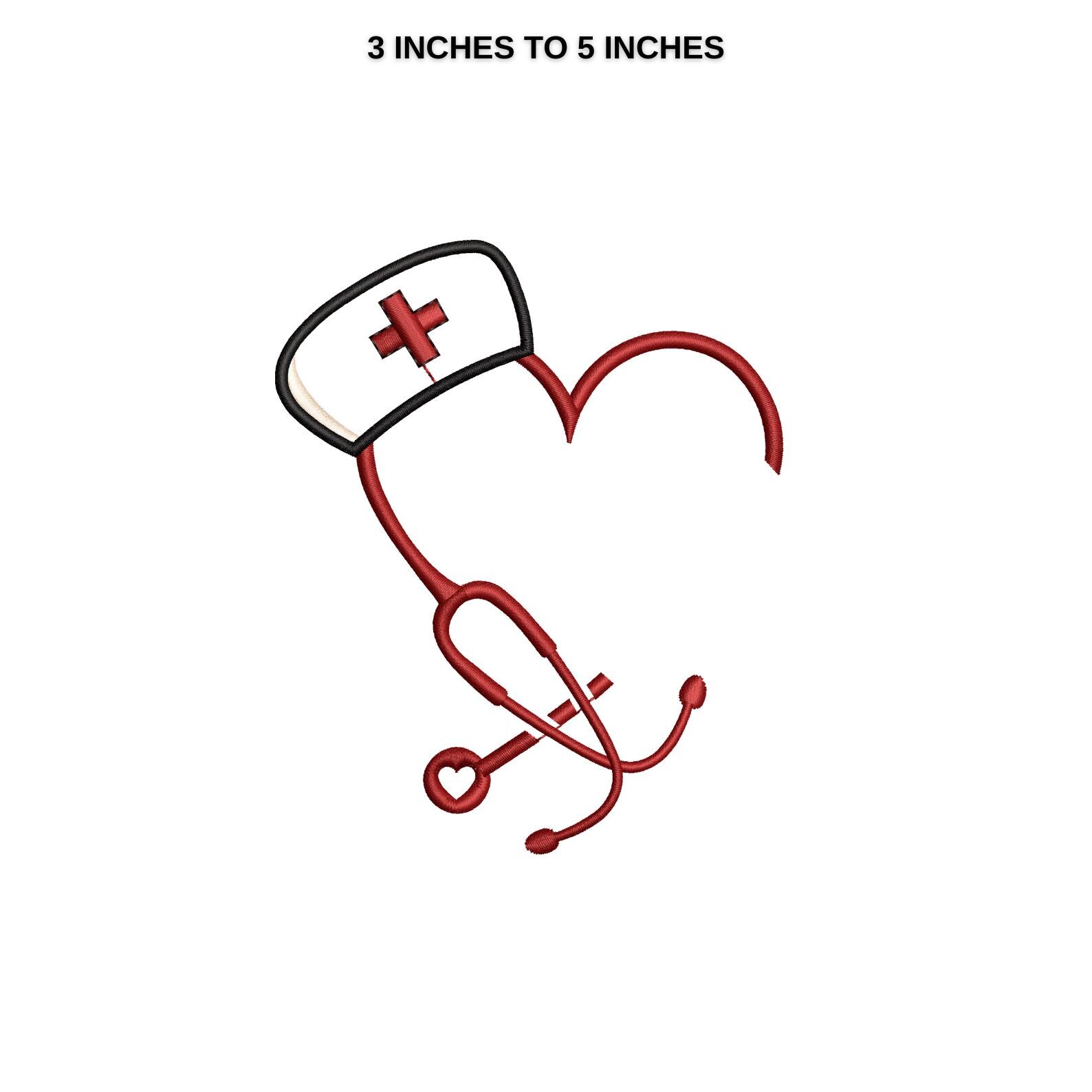 Nurse Stethoscope Coquette Machine Embroidery, Heart Stethoscope, Bow ...