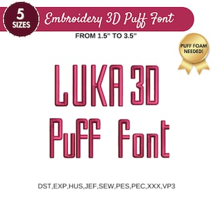 Luka 3D Puff Font Machine Embroidery Designs, Full Alphabet Designs ...
