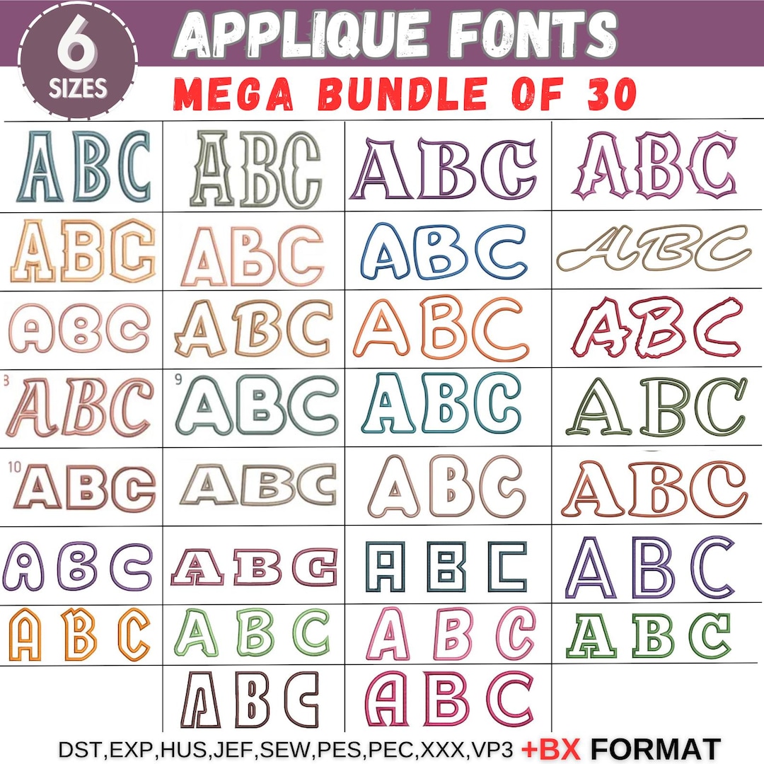 Applique Embroidery Font, Applique Alphabet, Machine Embroidery Design ...