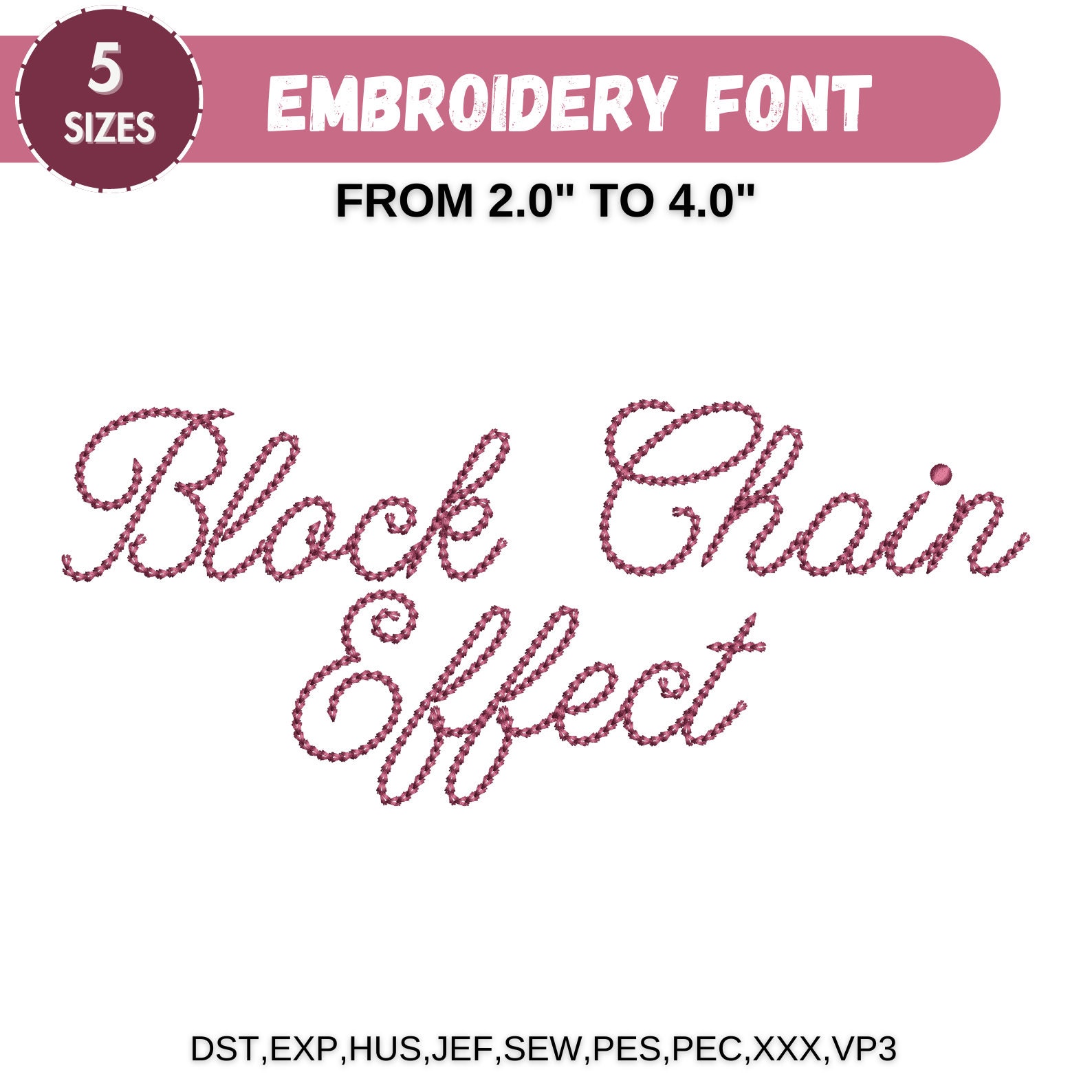 Bold Chain Stitch Font Dense Chain Machine Embroidery Designs, Script ...