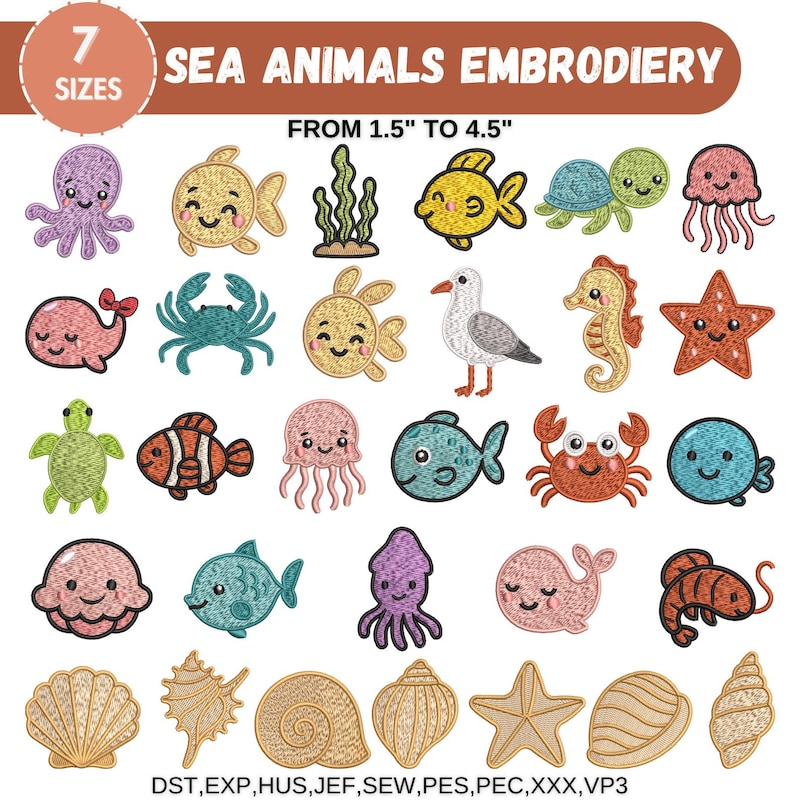 Sea Life Embroidery - Etsy