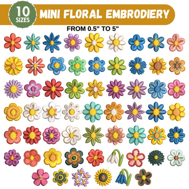 Mini Floral Machine Embroidery Design Bundle, Flower Designs, Satin ...
