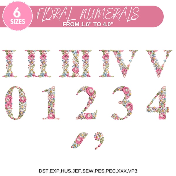 Floral Embroidery Number Font - Etsy