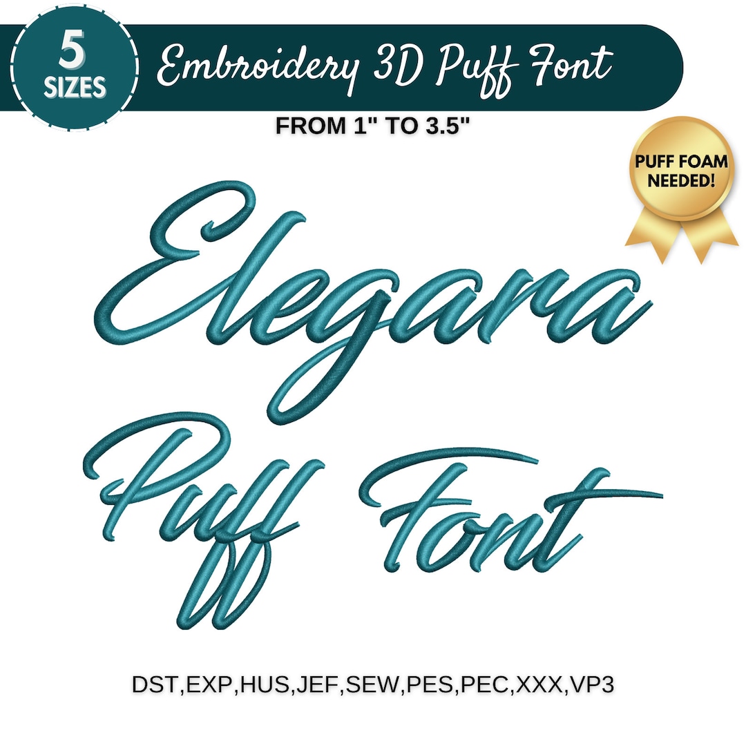 Elegara 3D Puff Font Machine Embroidery Designs, Full Alphabet Designs ...
