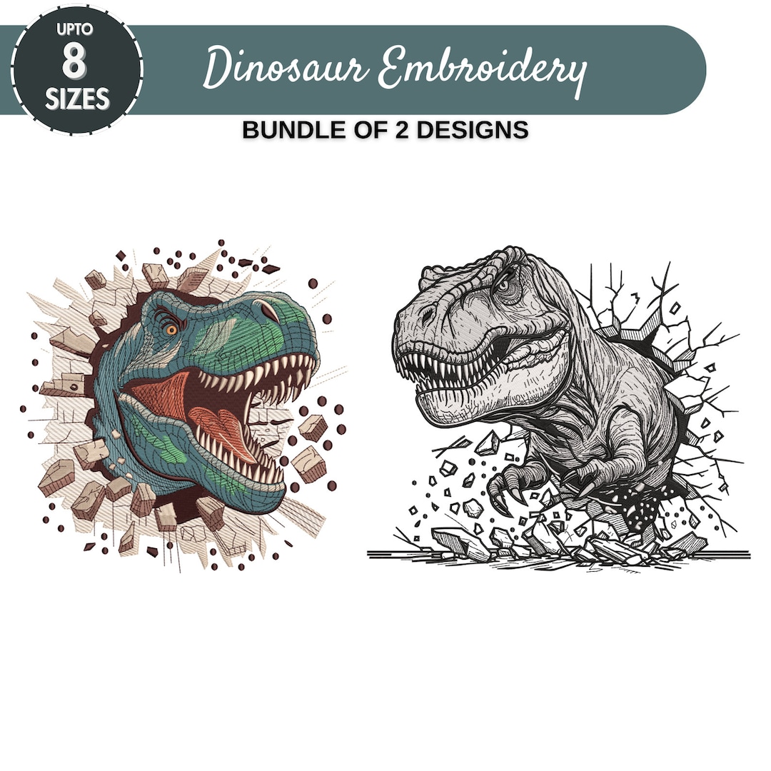 T-rex Machine Embroidery Design, Dinosaur Embroidery File, Baby Boy ...