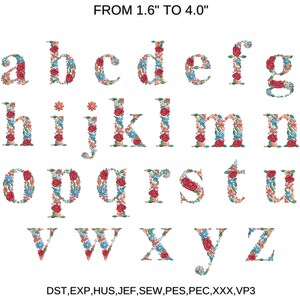 Rose Floral Font Embroidery, A-Z Full Flower Alphabet Machine ...