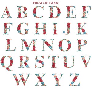 Rose Floral Font Embroidery, A-Z Full Flower Alphabet Machine ...
