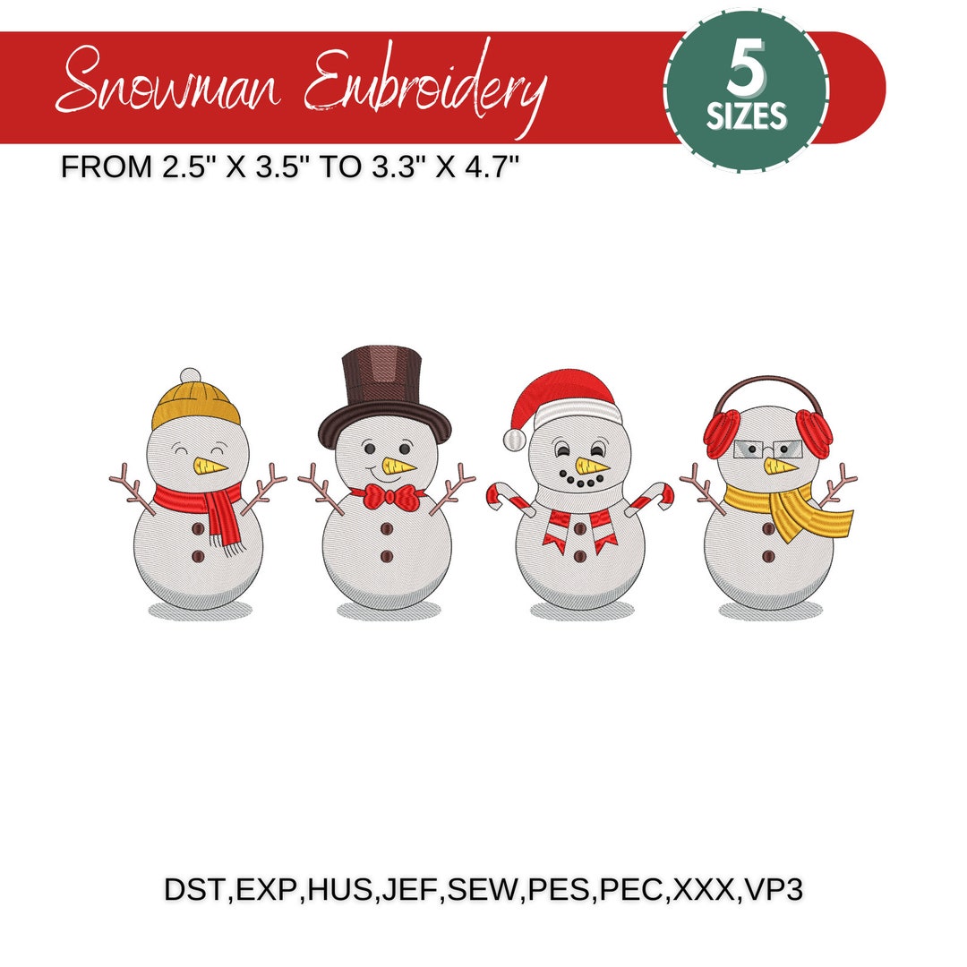 Mini Snowman Embroidery Designs, Christmas Machine Embroidery ...