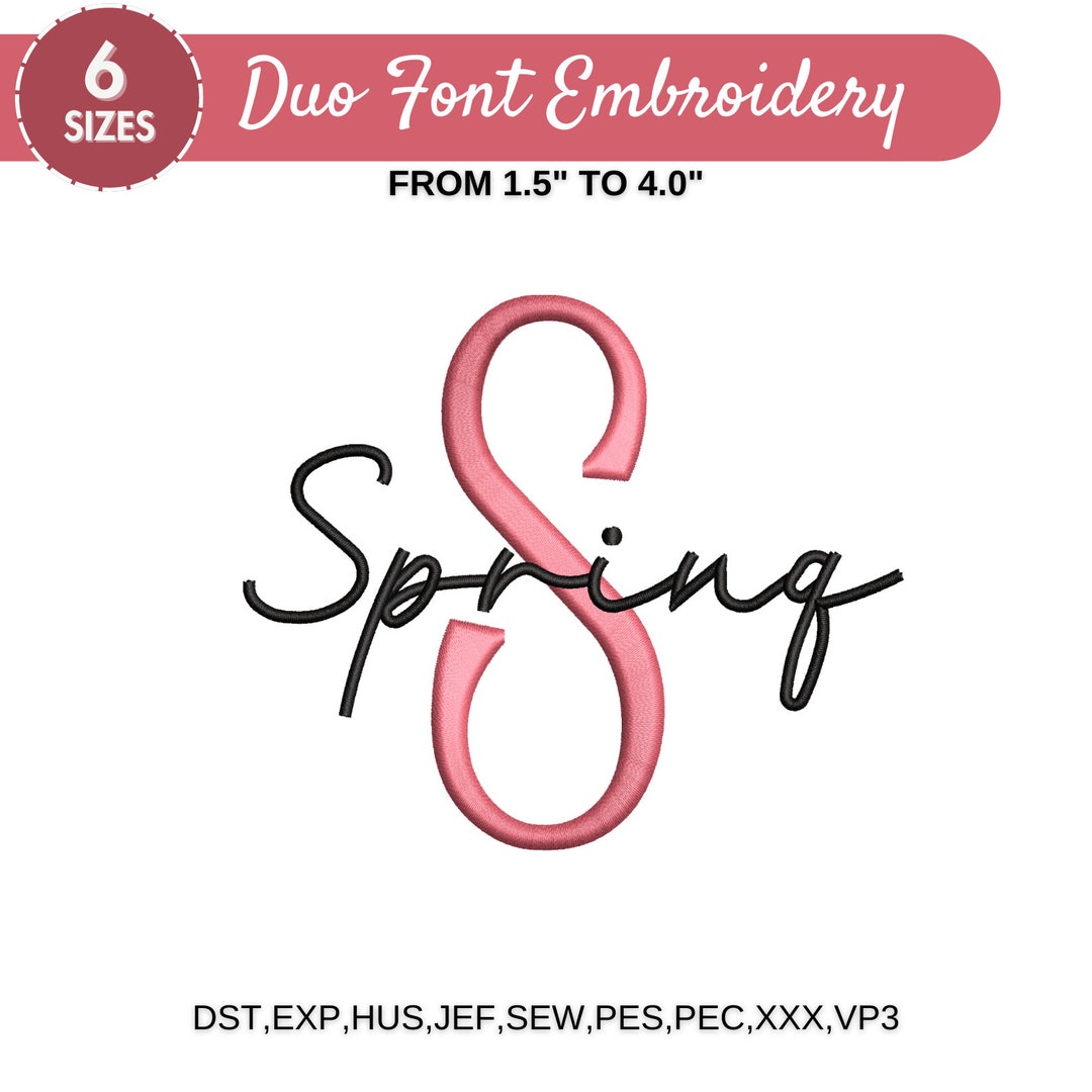 Duo Font Machine Embroidery, Signature Duo Font With Tails, Block Font ...