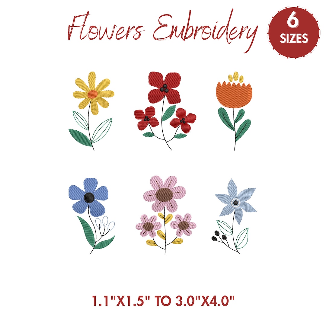 6 Mini Flowers Machine Embroidery Designs, Autumn Embroidery File, Tiny ...
