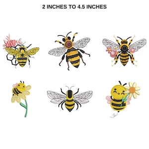 Mini Bees Embroidery Machine Design, Cute Flying Honey Bee Design ...