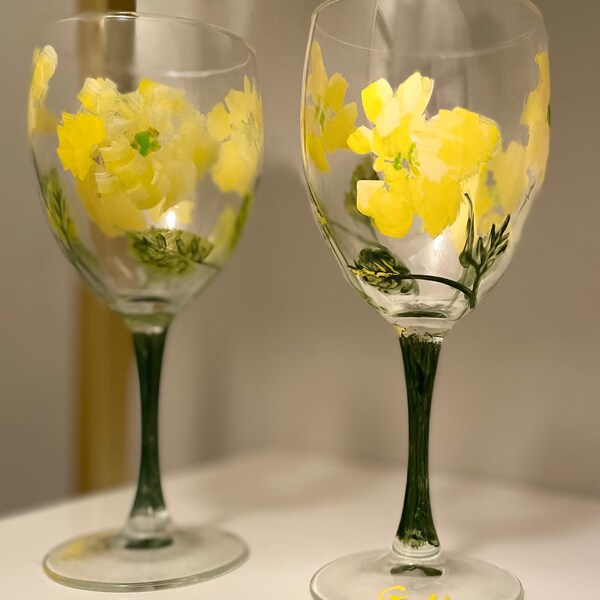 Hand Painted Wine Glasses - Etsy