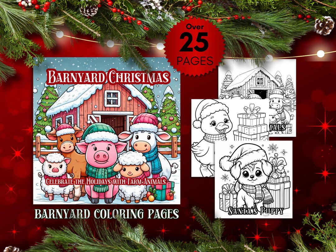 Barnyard Christmas Coloring Book | Fun Holiday Farm Animals | Christmas ...