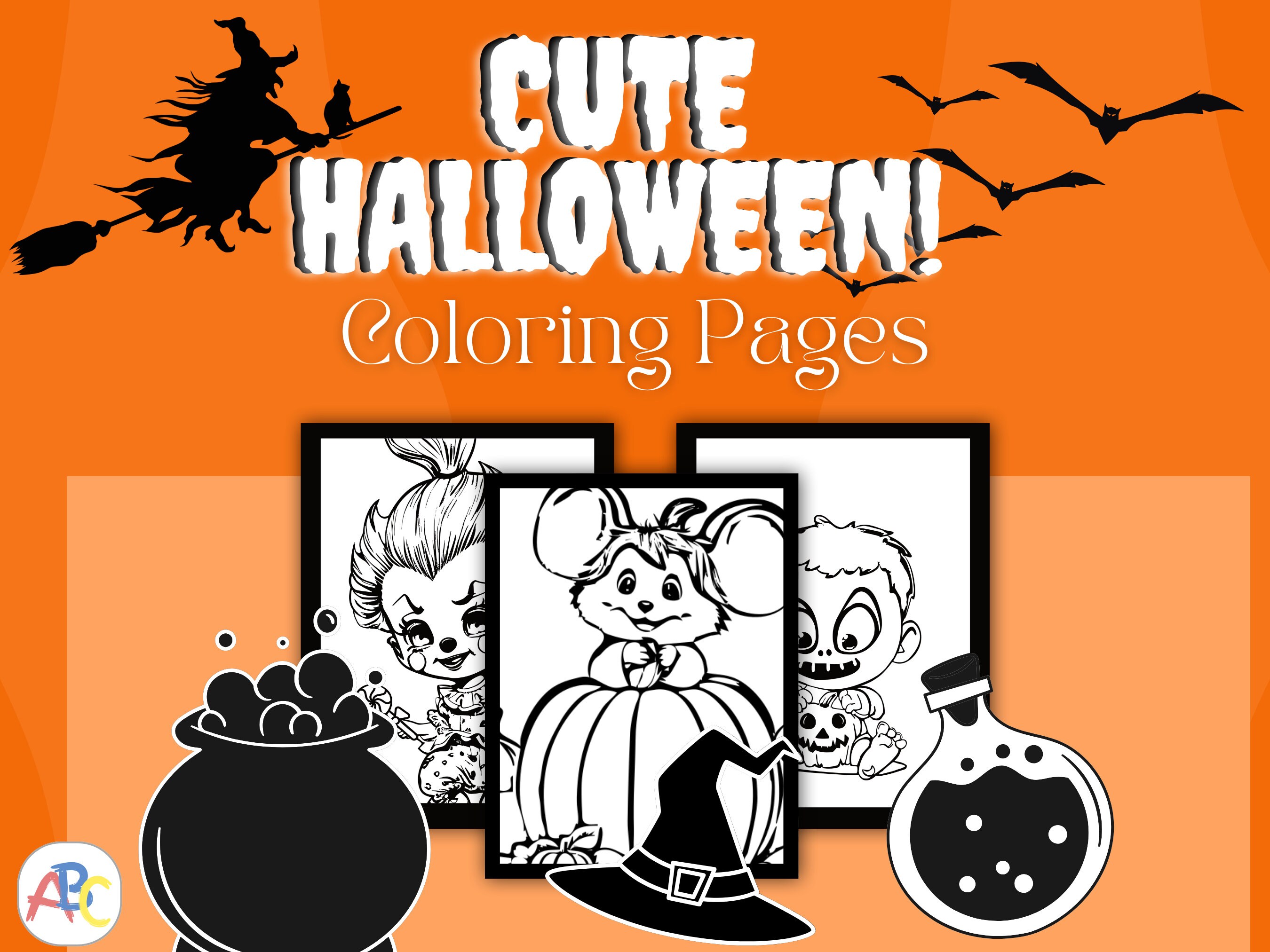 Cute Halloween Coloring Pages: Fun Spooky Printables (PDF & PNG) - Etsy