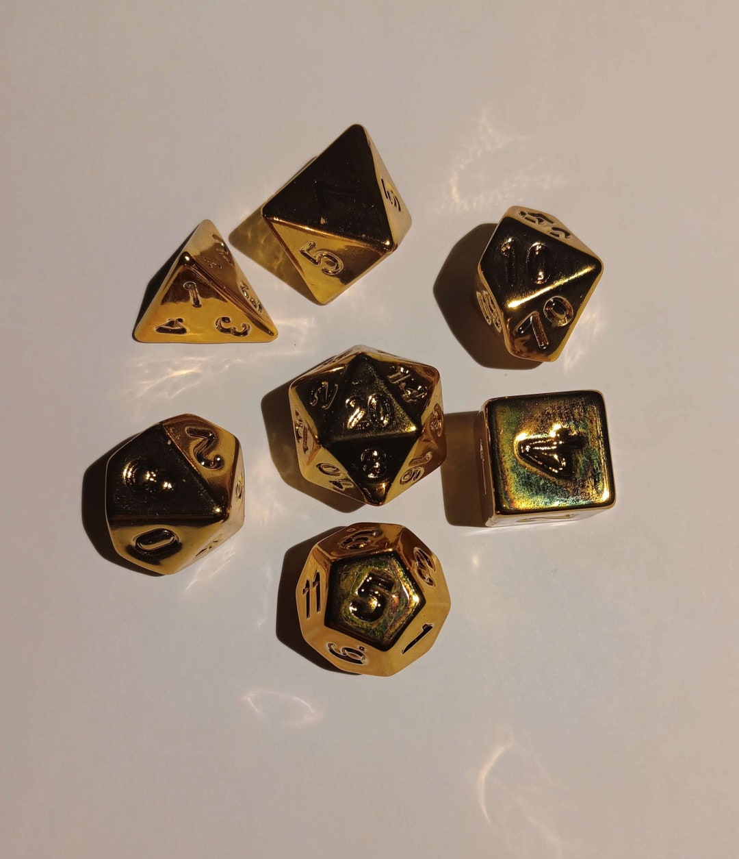 X7 Set of Golden D&D Dice TCG Dice Set Table Games Dice Set Golden Dice ...