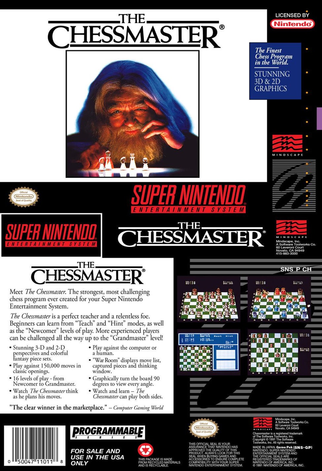 SNES the Chessmaster Front Cover Poster 13inx19in Retro Poster Classic ...